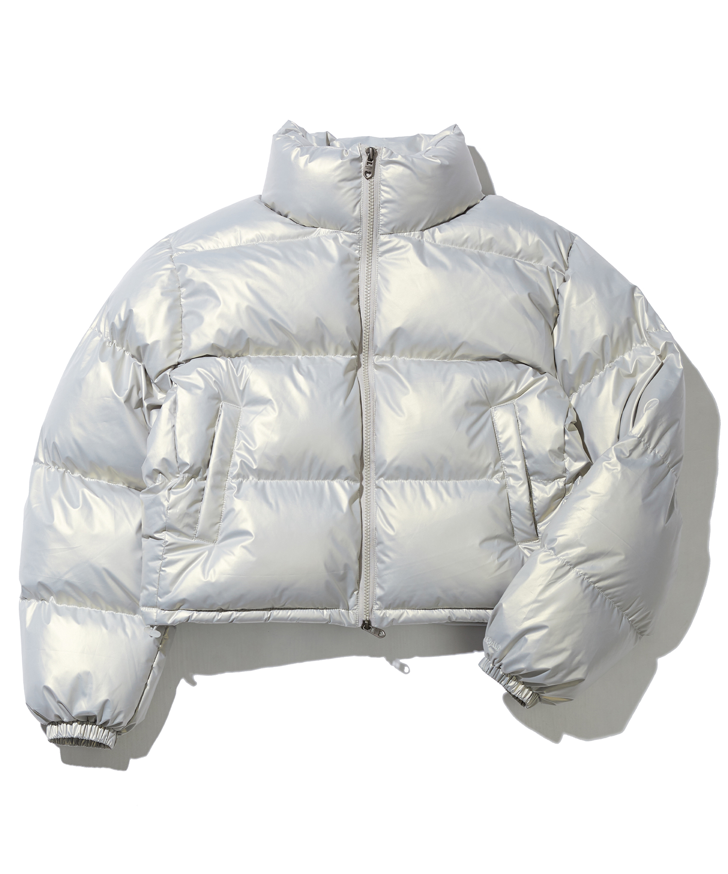 비터셀즈 Glossy Crop Puffer Jacket-Silver - 위시버킷