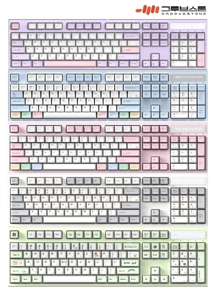엠스톤 엠스톤 그루브 GV10 수제윤활 저소음 코랄축 45g 104키 풀윤활 퀵스왑 기계식 키보드 - 위시버킷