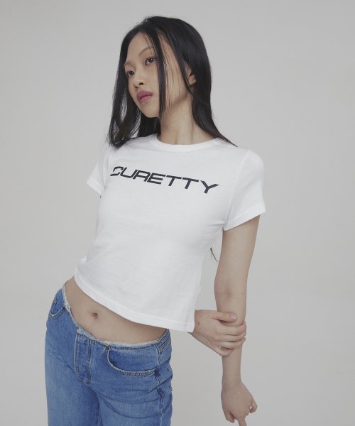 큐리티 C BASIC LOGO CROP T-SHIRT_WHITE - 위시버킷