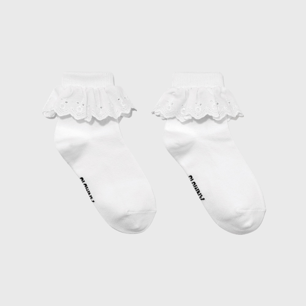 글로니 GIRLFRIEND LACE RUFFLE SOCKS (WHITE) - 위시버킷