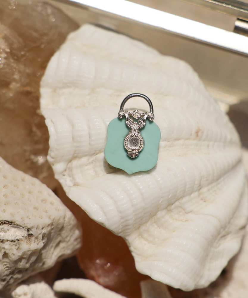 이애 Silver mint turquoise lock charm - 위시버킷