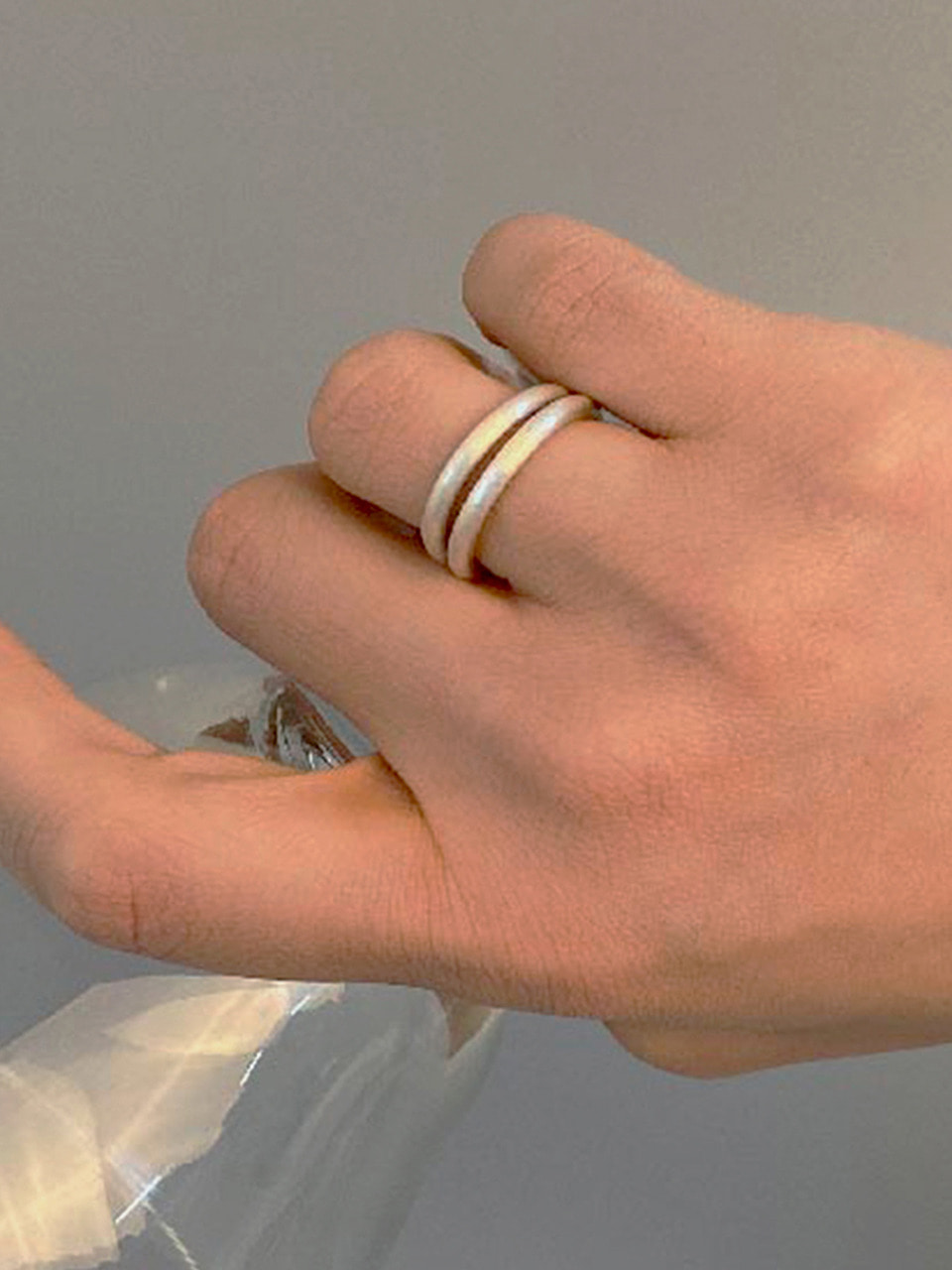 티오유 CL132 Layered Silver Matte Ring - 위시버킷