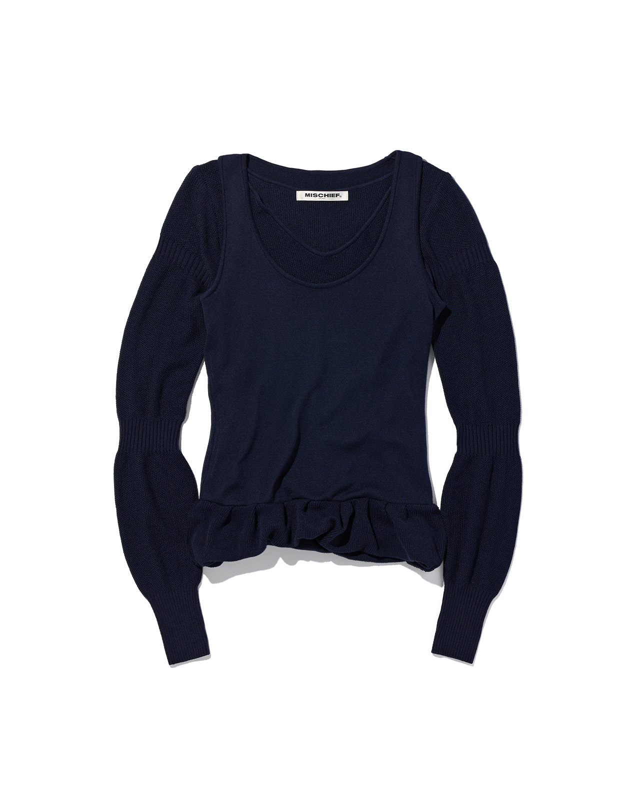 미스치프 RIPPLE LAYERED KNIT TOP_DEEP NAVY - 위시버킷
