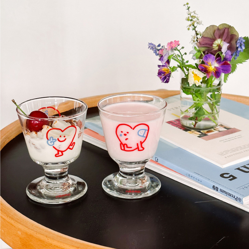 테이스티맨션 귀여운 고블렛잔 집들이선물 신혼부부 유리잔 세트 160ml - 위시버킷