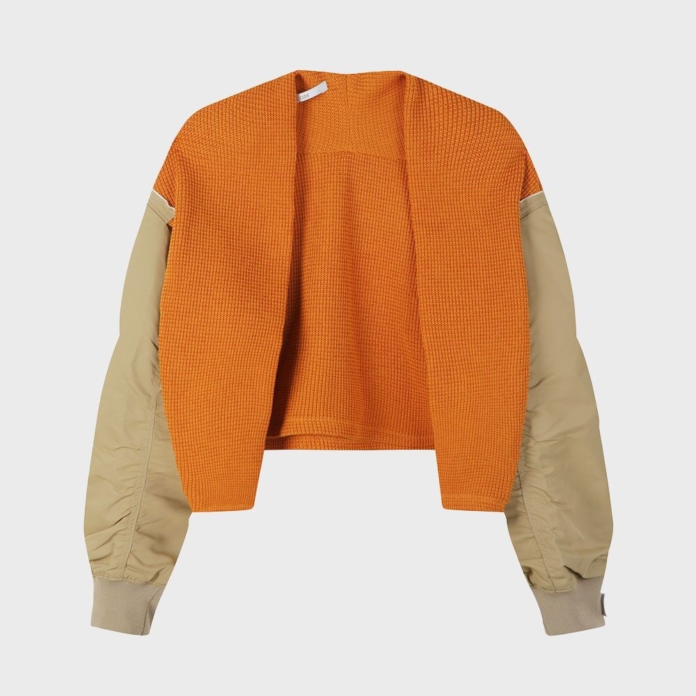 래코드 [RECODE] Jersey Mixed Bomber Bolero Cardigan_RYAAW23546BEX - 위시버킷