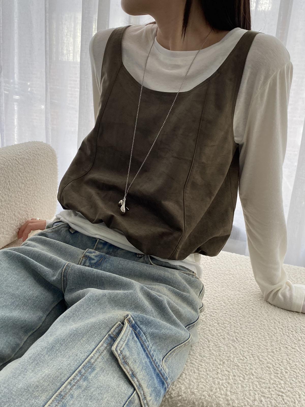 미엔느 [미엔느]﻿ ﻿﻿﻿﻿﻿﻿﻿스웨이드 베스트 (4col) - 위시버킷