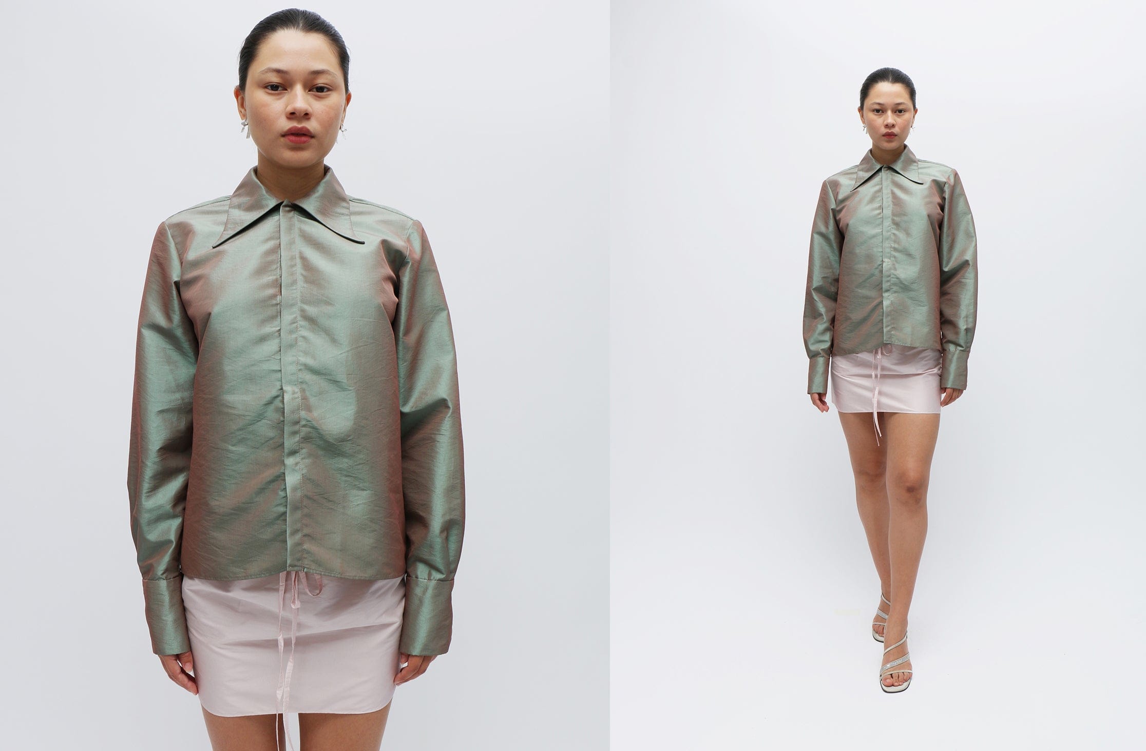 COMINGOFAGE Jade Snap Down Shirt - XS - 위시버킷