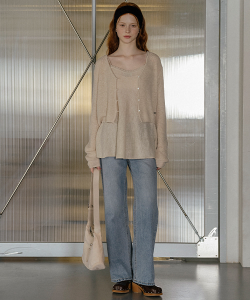 노운베러 Romantic hachi knit sleeveless cardigan set_Oatmeal - 위시버킷