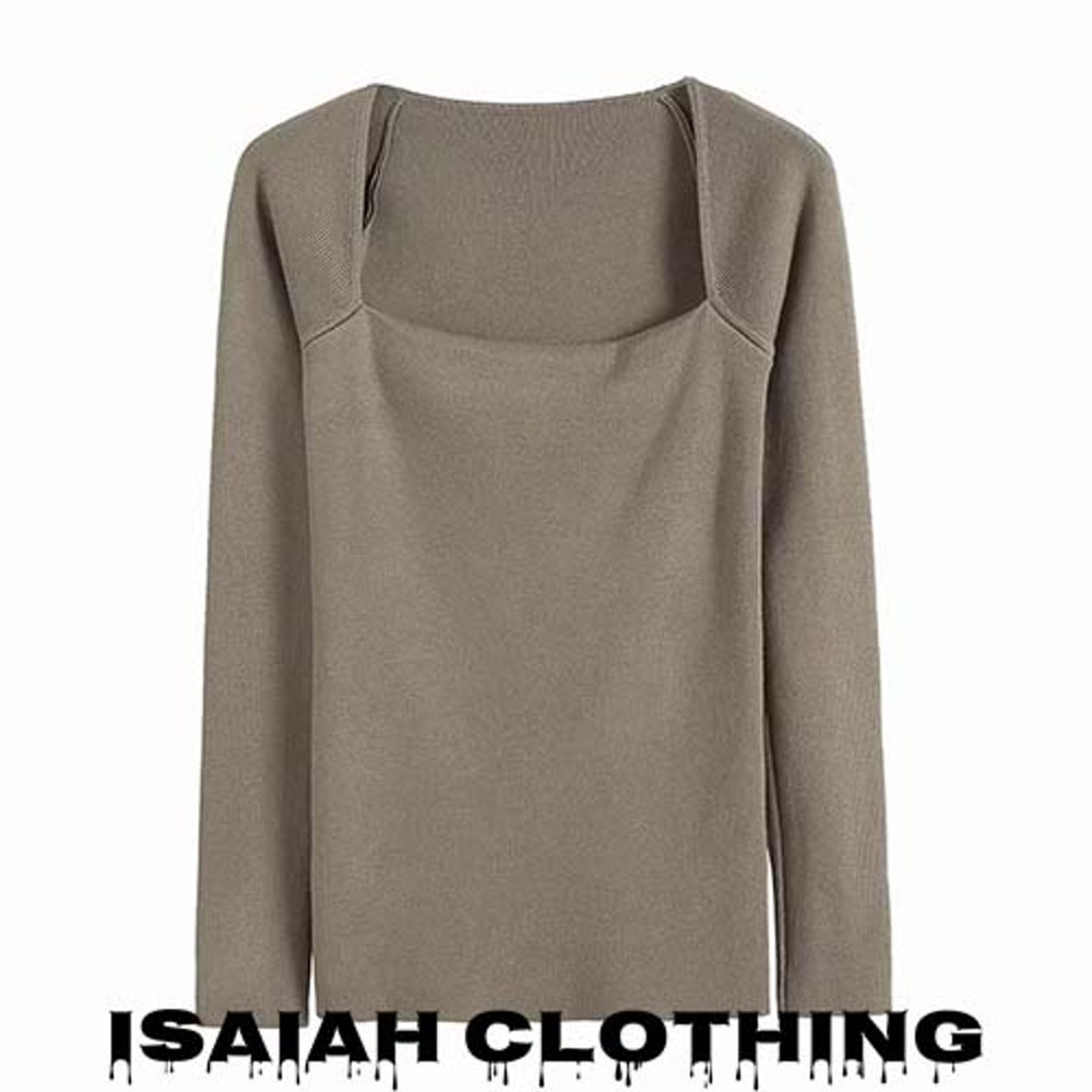 이사야클로딩 Wide Square Neck 니트 탑 - 2colors - 위시버킷