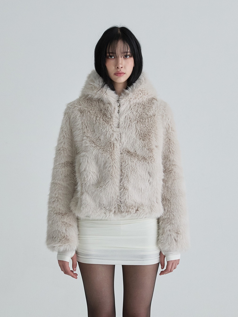 낫 유어 로즈 Hoodie fur jumper (Gray) - 위시버킷