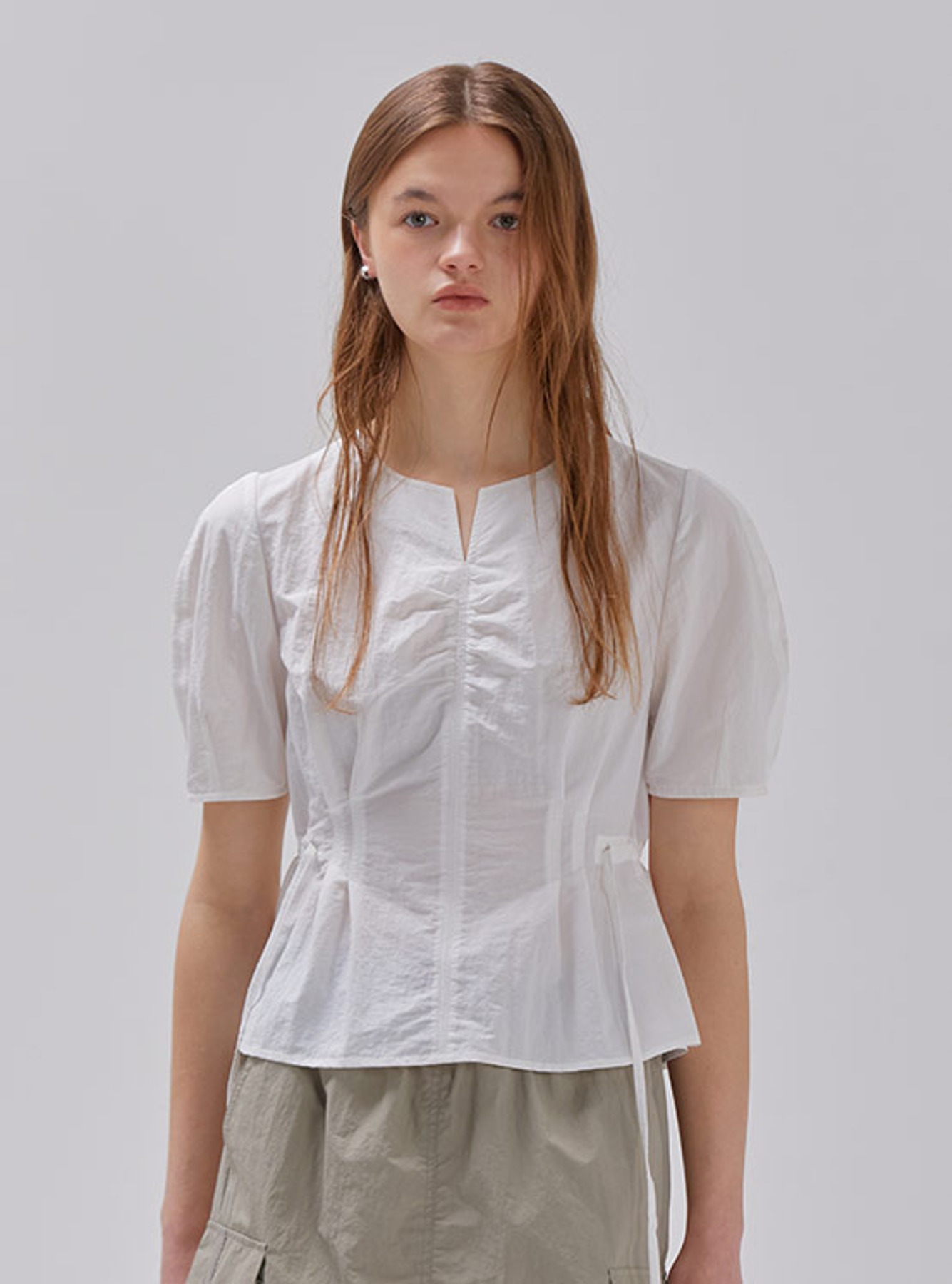 레이브 Waist String Blouse in White VW3MB172-01 - 위시버킷