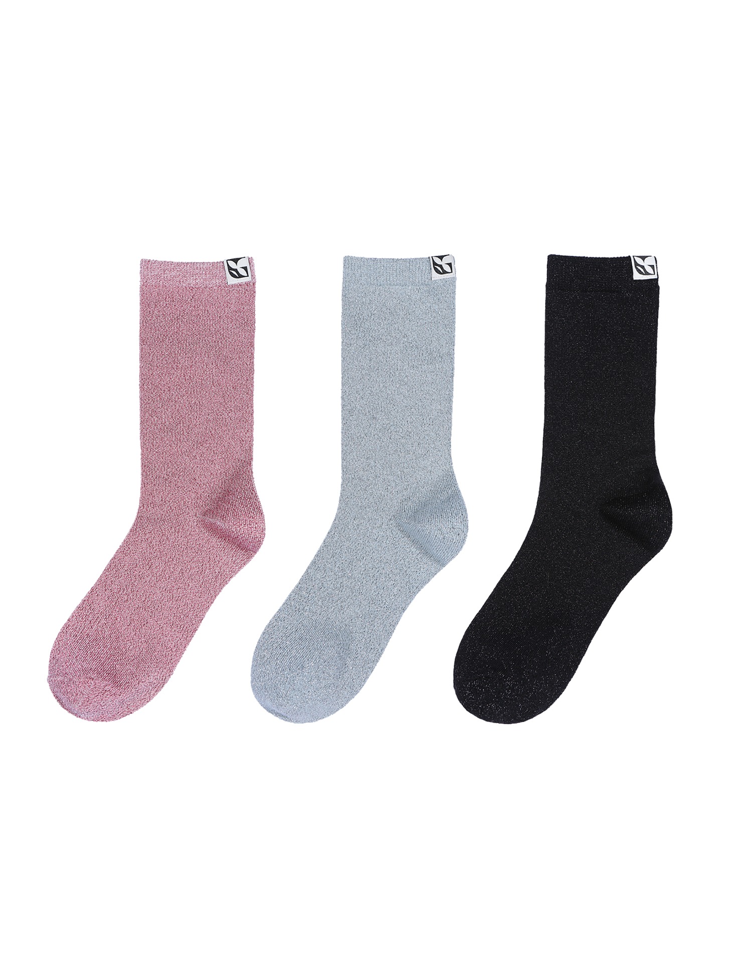 르수기아뜰리에 [3PCS 1SET] Glitter Crew Socks - 위시버킷
