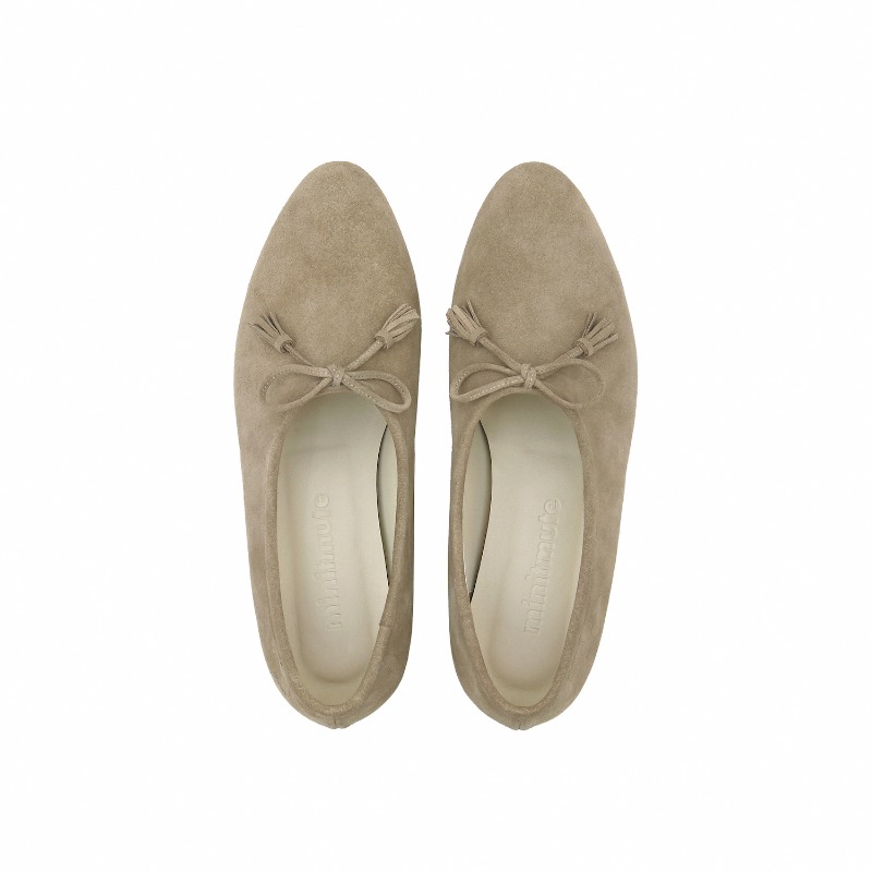 미닛뮤트 ribbon tassel shoes - suede greige - 위시버킷