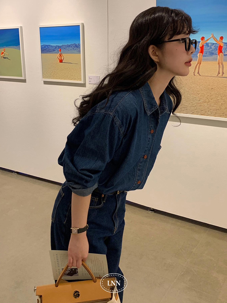 리넨느 smooth denim shirt (blue) - 위시버킷