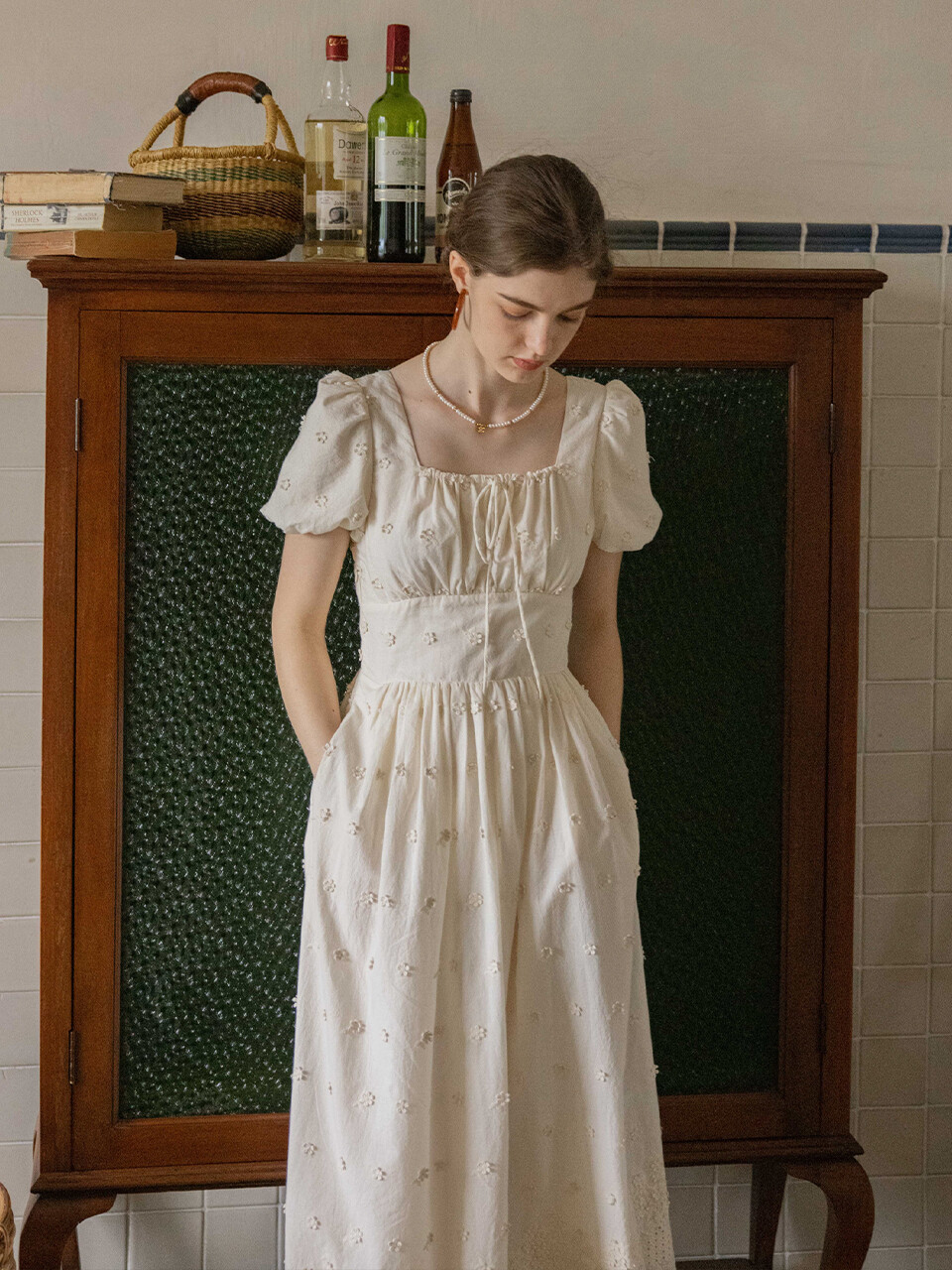 르니나 MORIAH square neck ribbon dress_2colors - 위시버킷