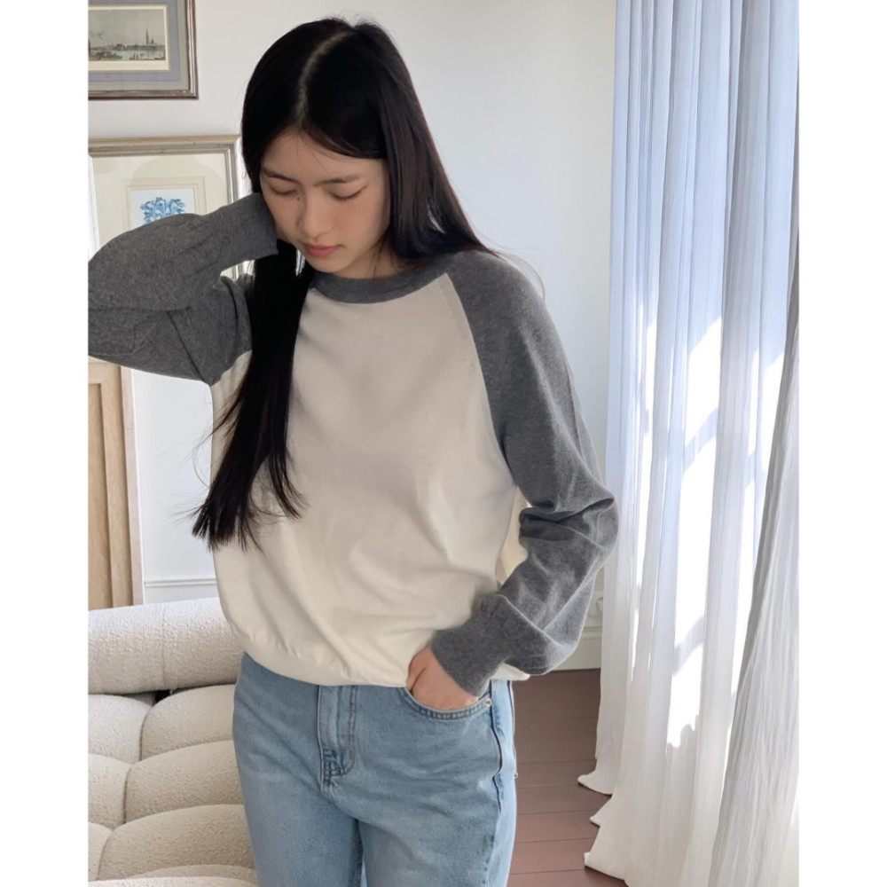 진심 (곤 당일) jinsim 진심 피그렛 니트 이태리 코튼 라운드 배색 나그랑 nt (2c) - 위시버킷