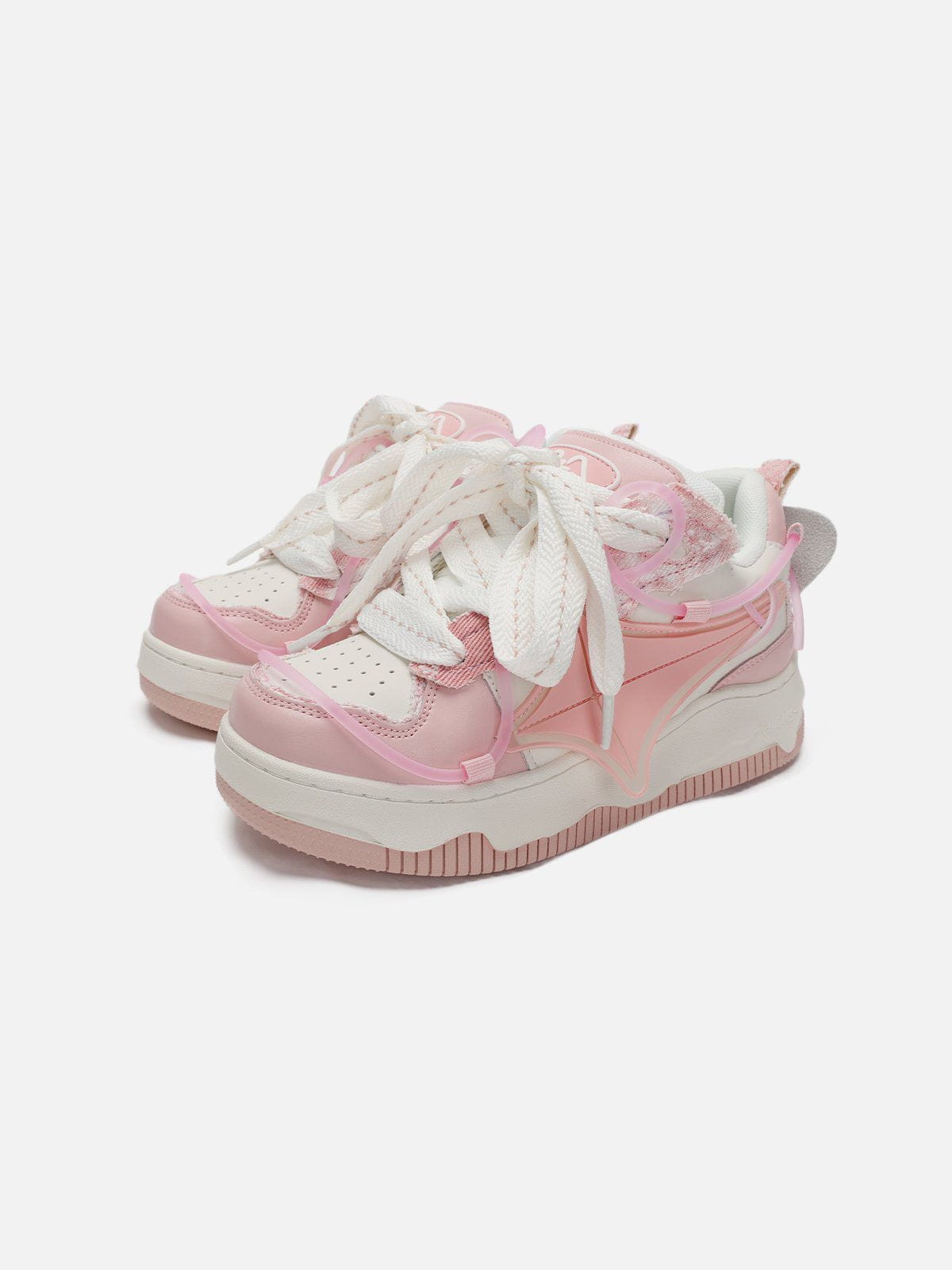 알프릭에덴 Color Blocking Patchwork Skate Shoes - Pink / 35 - 위시버킷