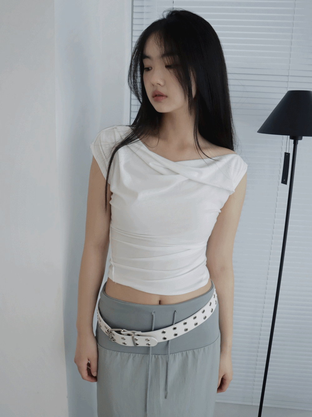 마니오브젝트 drape off-shoulder tee (4colors) - 위시버킷