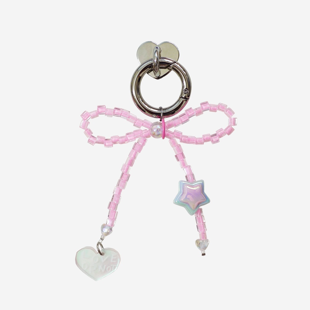 러브오낫 키링앤톡_Aurora Pink Ribbon Beads Keyring&Tok - 위시버킷