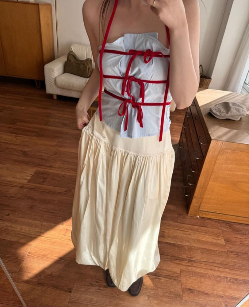 루트 ROUTE [루트] eggis 에그이즈 24ss 배색 탑 스카프 세트 (2color) - 위시버킷