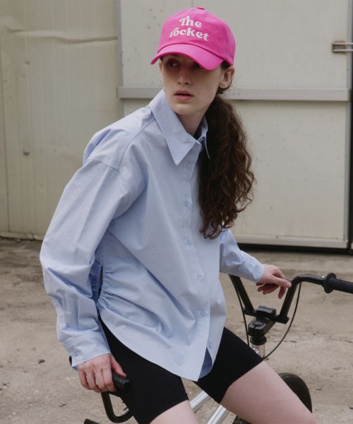 더로켓 R SIDE STRING OVERSIZED SHIRT_SKY BLUE - 위시버킷