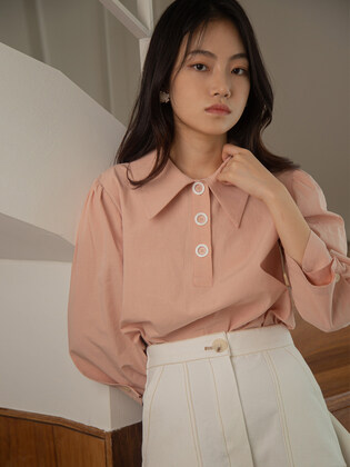 가니송 Jenny Button Blouse_pink - 위시버킷