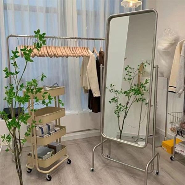 ZIPDREE 이동식 실버 프레임 고급 전신 거울 스탠드 - 위시버킷