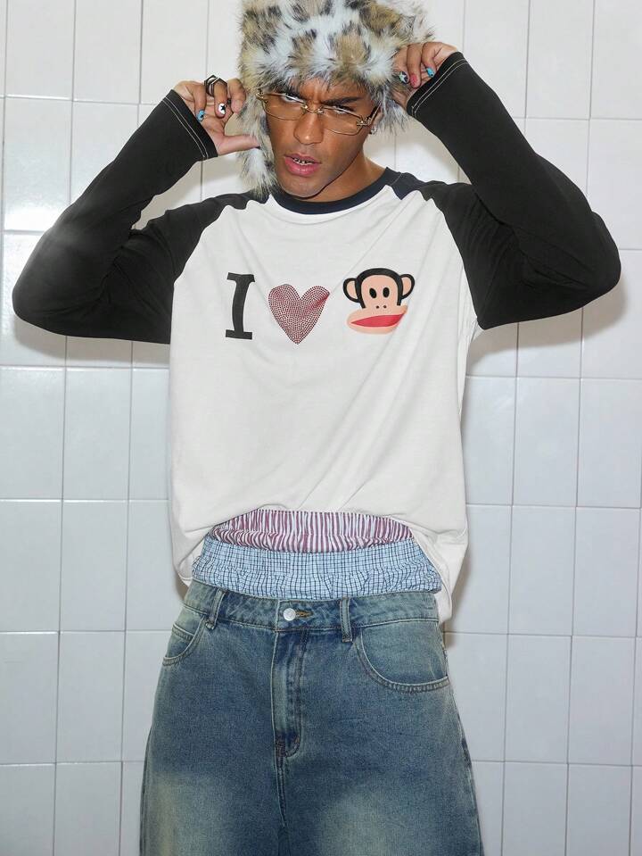 롬위 Paul Frank X ROMWE Men Rhinestone Detail Letter Cartoon Pattern ...