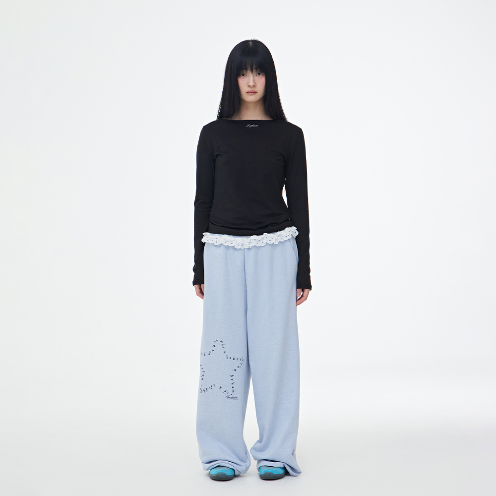포그던 Lullaby Lace Layered Sweatpants (blue) - 위시버킷