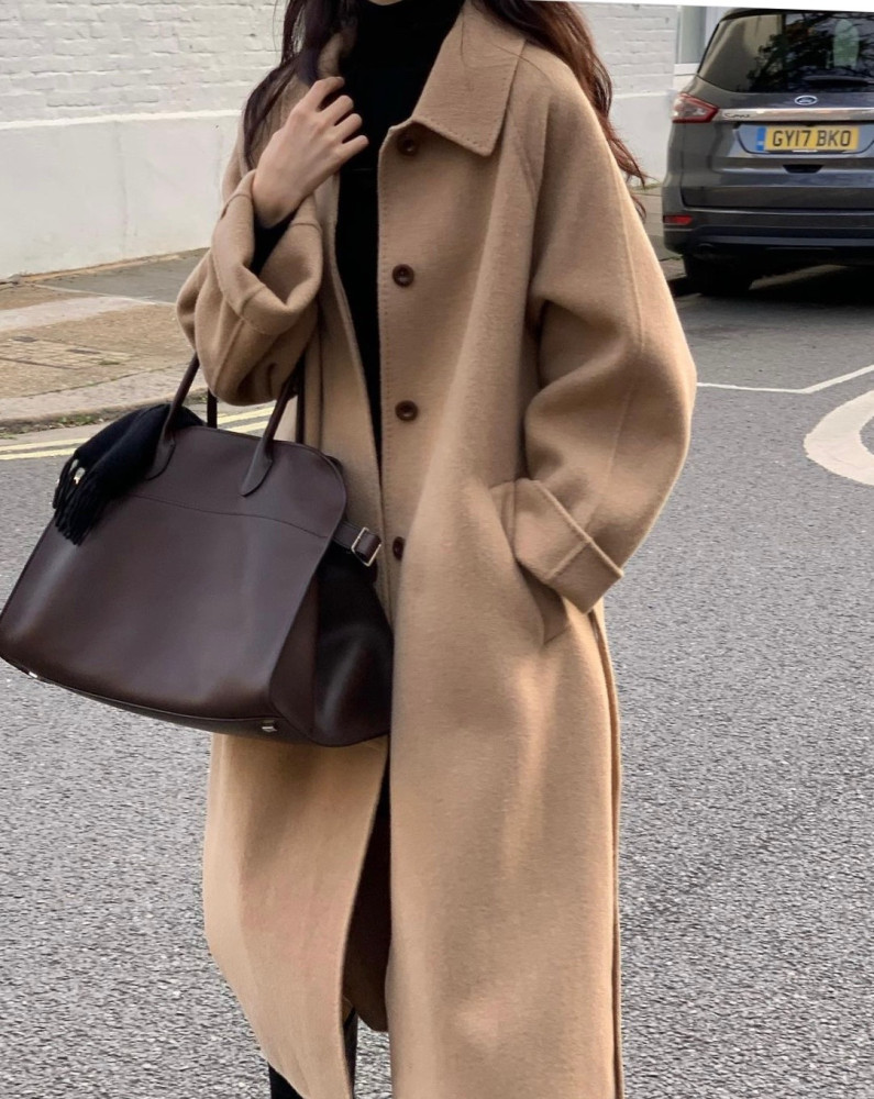 진심 jinsim 진심 카놀리 코트 핸드메이드 울 카라 스티치 싱글 롱 ct (2col) - 위시버킷