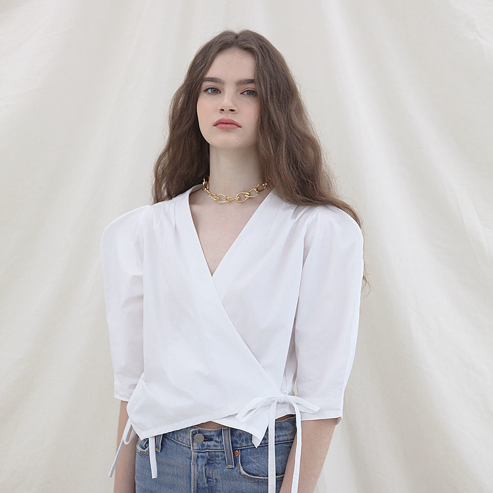 소프트서울 Ribbon Lap Blouse_ White - 위시버킷