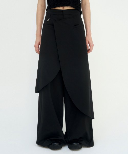트리밍버드 Wrap Double-layered Pants [Black] - 위시버킷