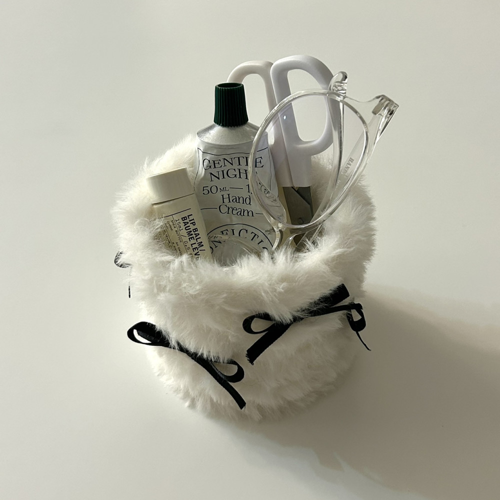 컴피무드 [ RIBBON FUR POT ] 퍼팟 오브제팟 이오난사 공기정화식물 플랜테리어 인테리어소품 - 위시버킷