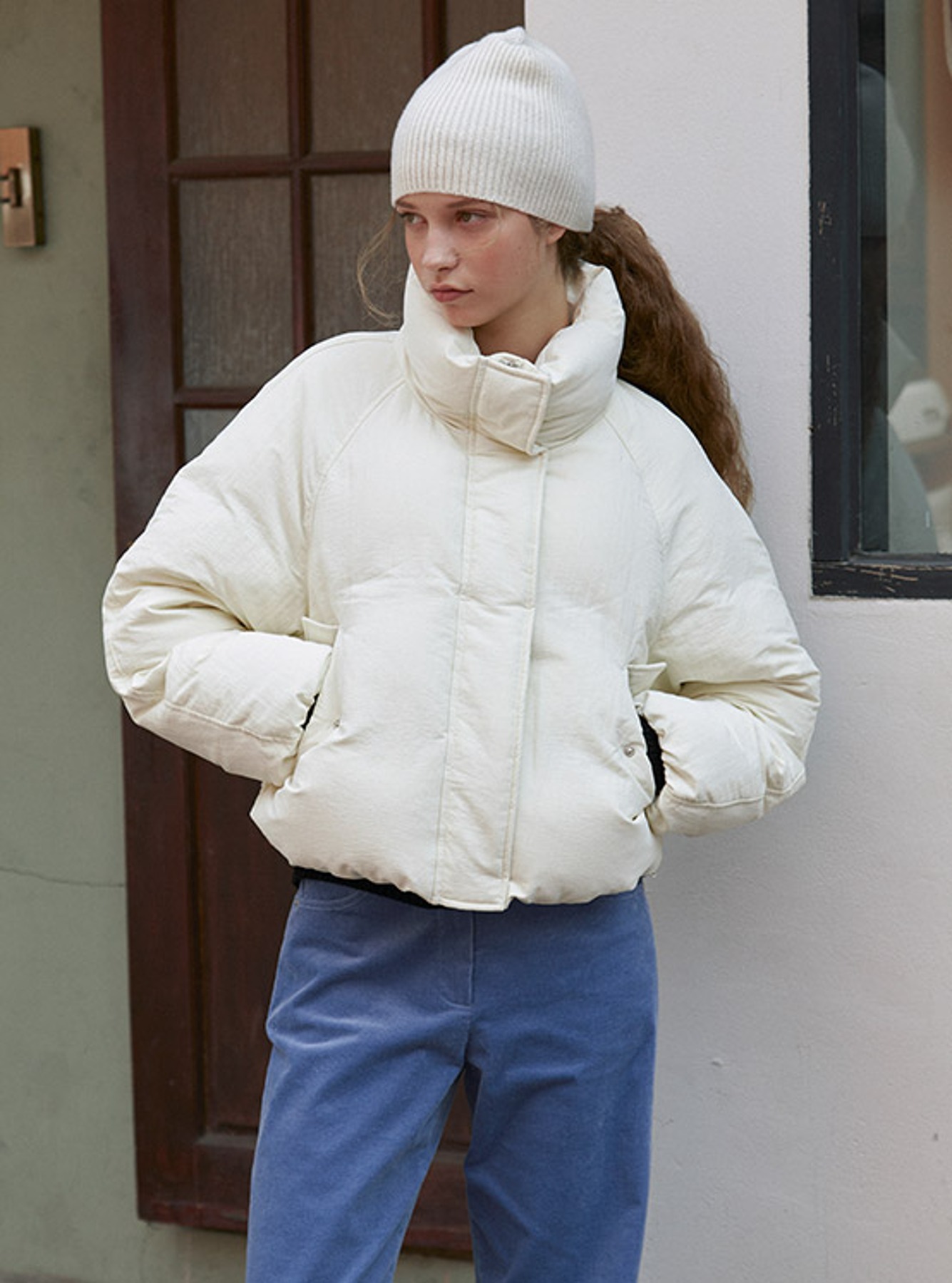 레이브 High Neck Duck Down Padding in Ivory VP2WM301-03 - 위시버킷