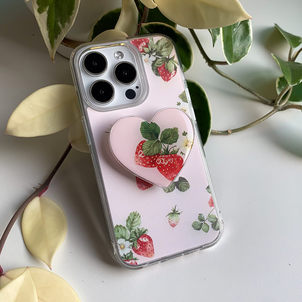르로마린 pink strawberry pattern case / 핑크 딸기 젤 하드 케이스 - 위시버킷