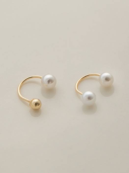 룬느 14k U 후크 진주 피어싱 (14k골드) #PI06 - 위시버킷