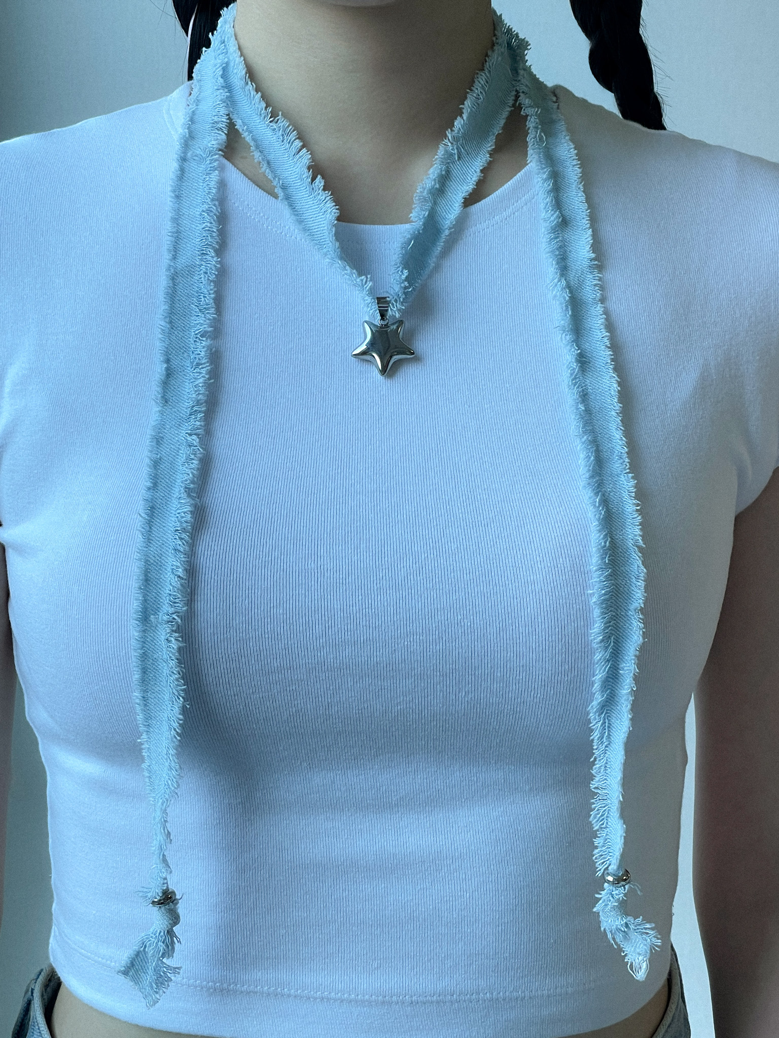 다이브인럽 Star denim string necklace - 위시버킷