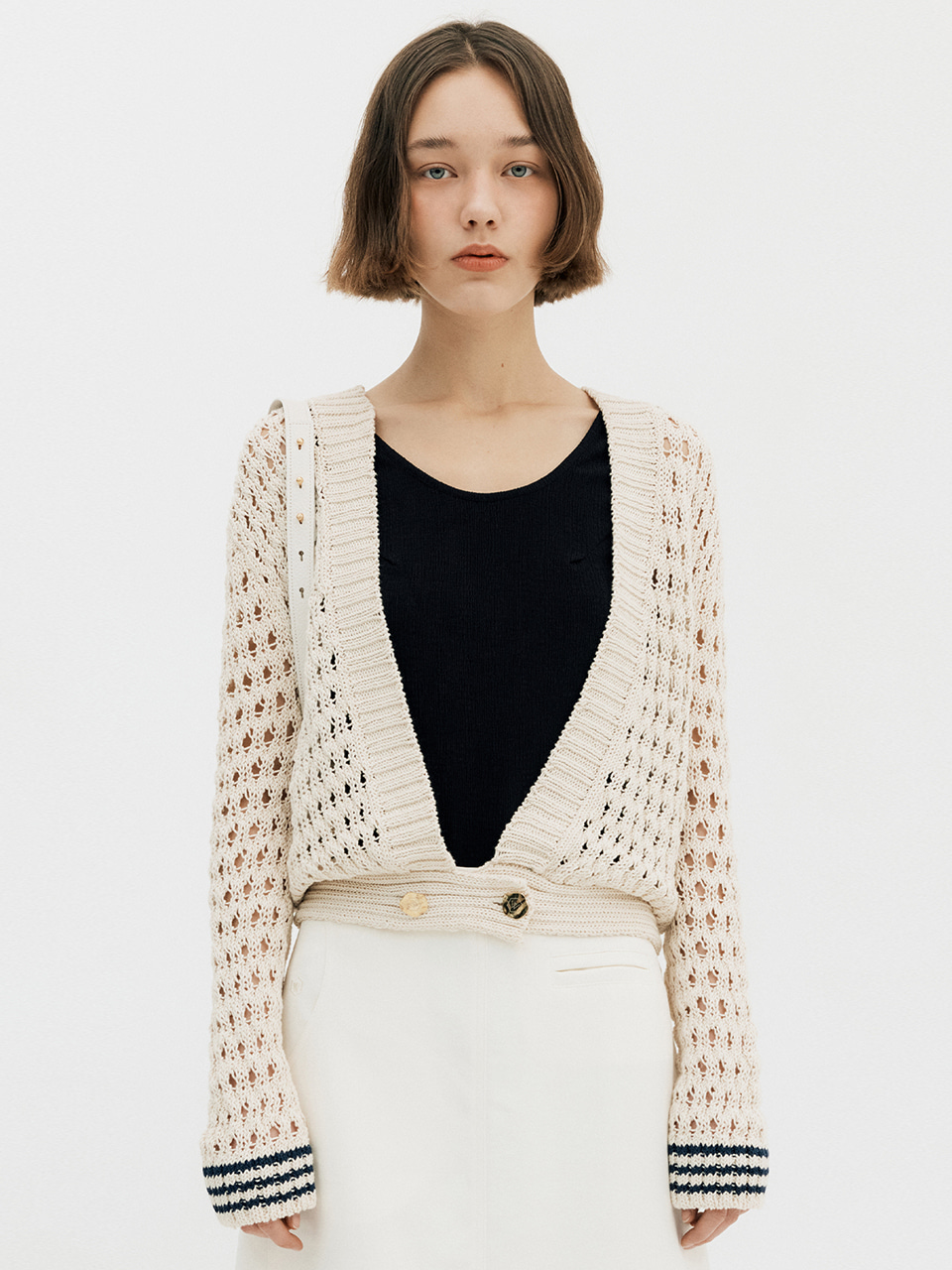 분더캄머 Coloration Knit Cardigan_Ivory - 위시버킷