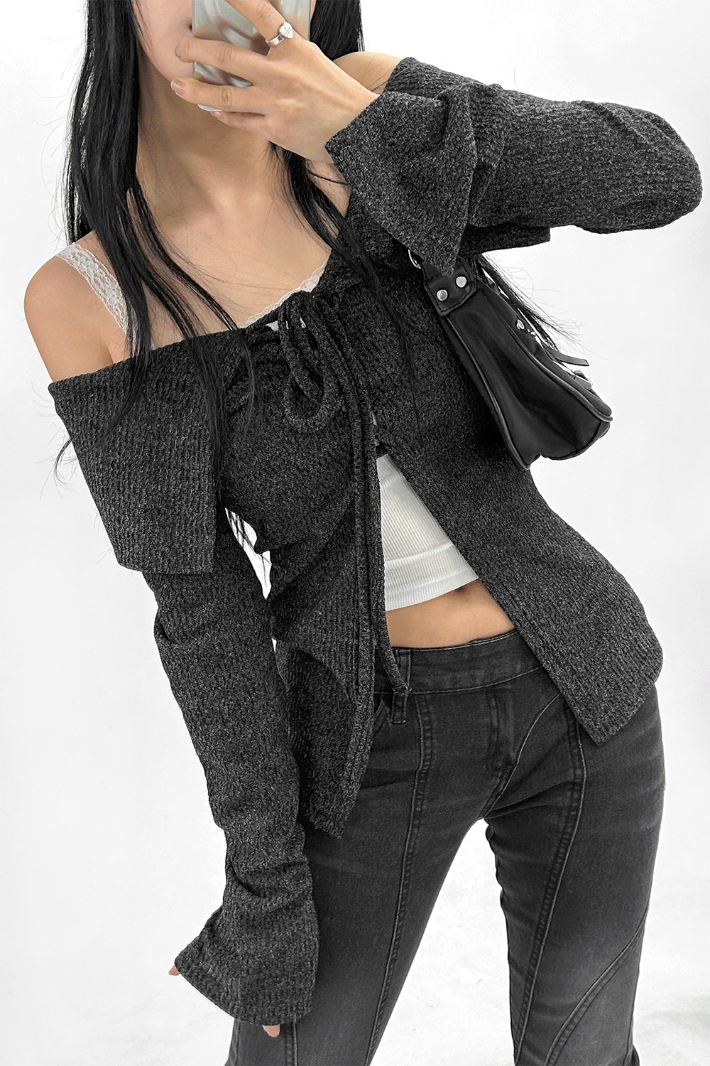 아쿠비클럽 may strap off shoulder cardigan (4colors) - 위시버킷