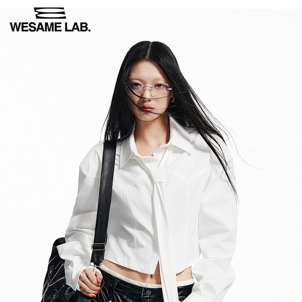 유스키트 WESAME LAB cropped tie white shirt - 위시버킷