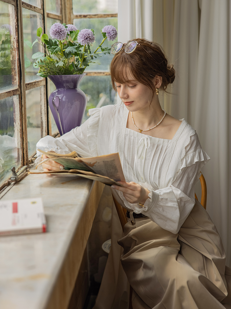 르니나 KIARA square neck frill shirt_white - 위시버킷