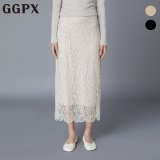 지지피엑스 GGPX 패턴 레이스 이중 시스루 H라인 스커트 GO8SK051F - 위시버킷