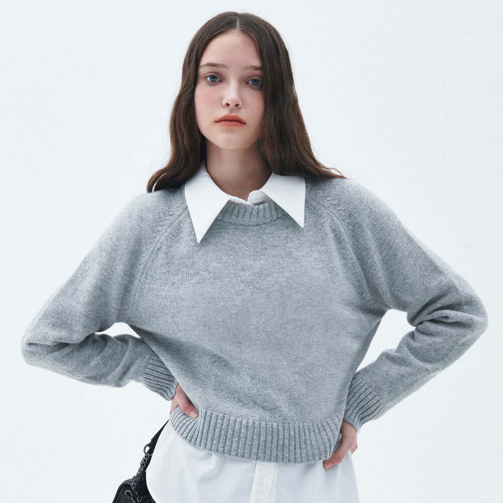 시티브리즈 [22CW] 울 캐시미어 라운드넥 니트_MELANGE GREY - 위시버킷