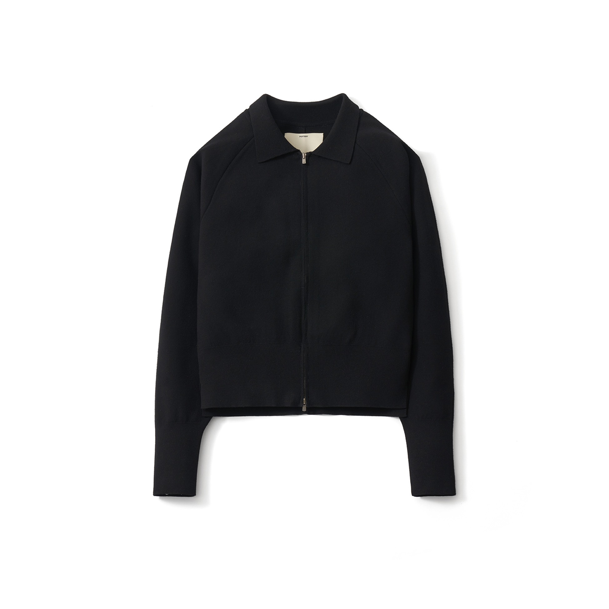 포터리 Zip-up Collar Knit_Black - 위시버킷
