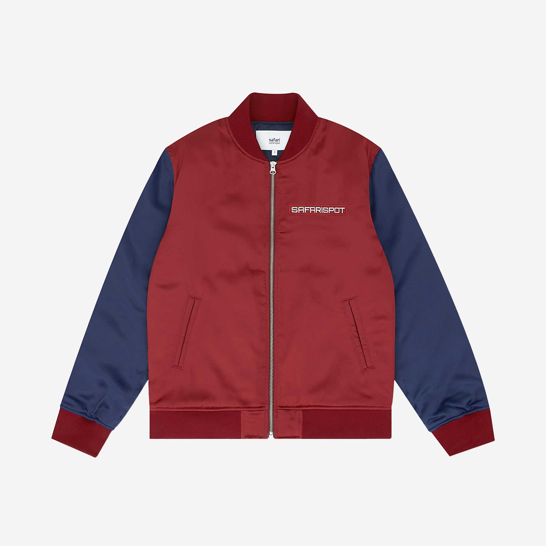 사파리스팟 Safarispot Satin Bomber Jacket Navy Burgundy - 위시버킷