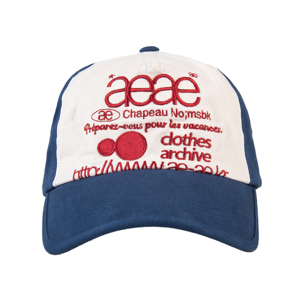 에이이에이이 에이이에이이 aeae WEB LOGO 5PANNEL CAP BLUE/RED - 위시버킷