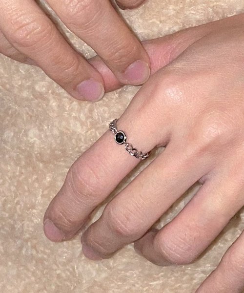 메리모티브 Black crystal pendant surgical chain ring - 위시버킷