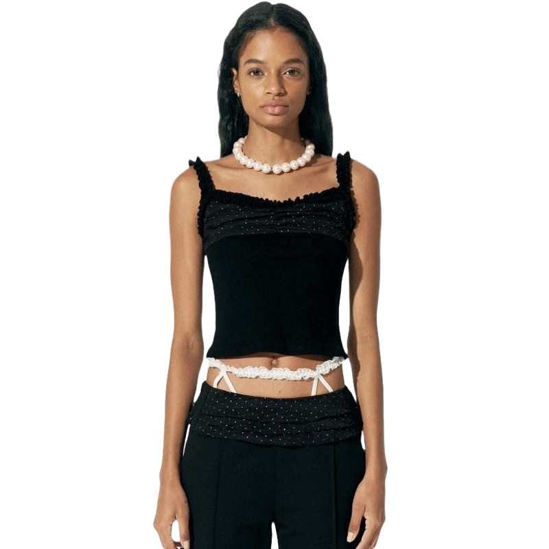 런웨이티켓 [RUNWAY TICKET] Dot Frill Sleeveless - 위시버킷