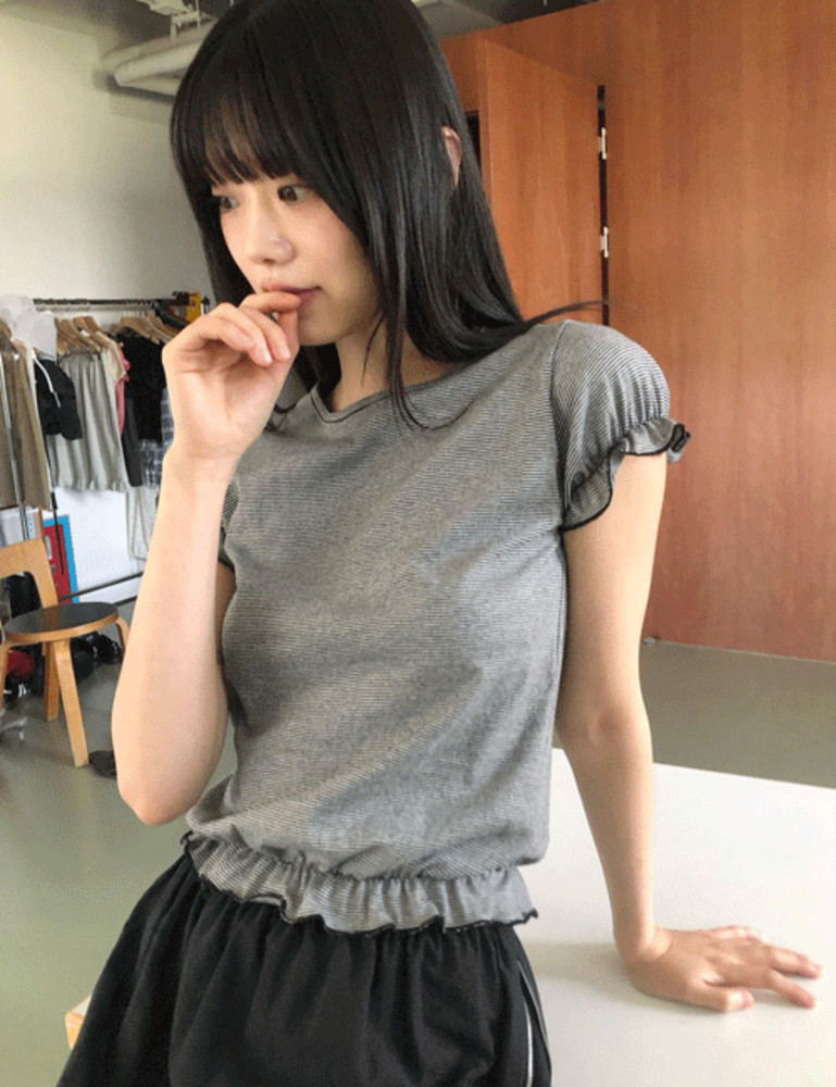 조브 바넷 단가라 소매 프릴 tee (2colors) - 위시버킷