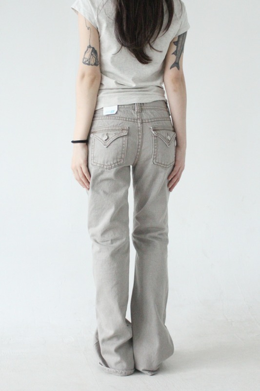 히피디피 back pocket low jeans (beige) - 위시버킷
